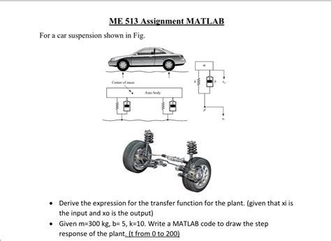 Solved Me 513 Assignment Matlab For A Car Suspension Shown