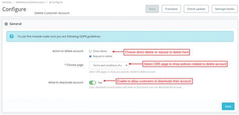 Prestashop Delete Customer Account