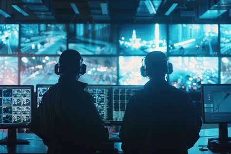Premium Photo Security Guards Monitoring Modern Cctv Cameras Indoors