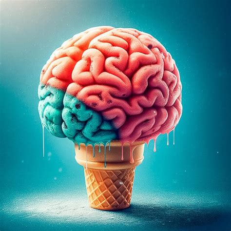 Premium Photo Melting Mind Vibrant Ice Cream Brain On A Cone