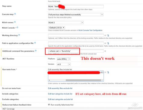 Nunit Teamcity How To Run Tests From Specyfic Categories Only Stack Overflow