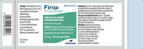 Dailymed Firox Firocoxib Tablet Chewable