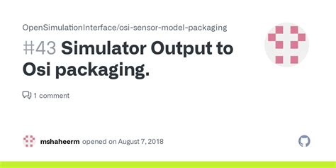 Simulator Output To Osi Packaging · Issue 43 · Opensimulationinterfaceosi Sensor Model