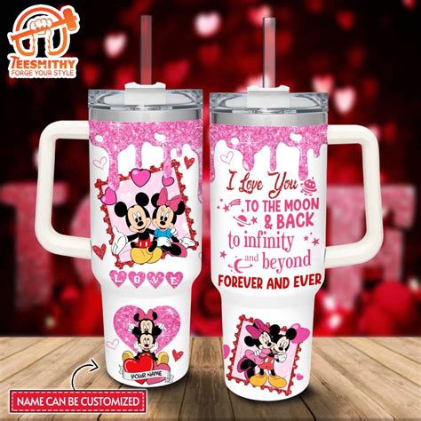 Mickey And Minnie Mouse Cartoon Custom Stanley Quencher 40oz Stainless