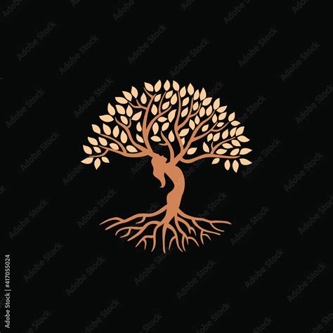 Abstract Human Tree Logo Unique Tree Vector Illustration With Circle And Abstract Woman Shape