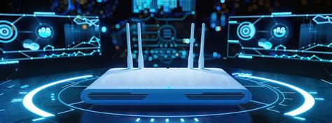 White Cable Is Plugged Into The Port Of Wifi Router Modern Wireless Router With Four