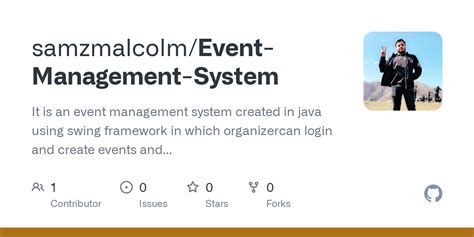 Github Samzmalcolm Event Management System It Is An Event Management System Created In Java