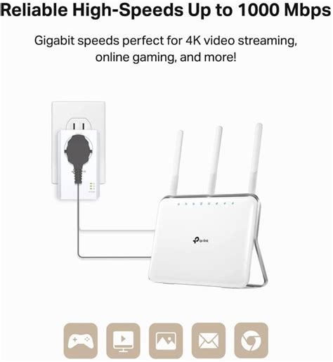 TP Link AV Powerline Ethernet Adapter TL PA P KIT Gigabit Port Plug And Play Extra