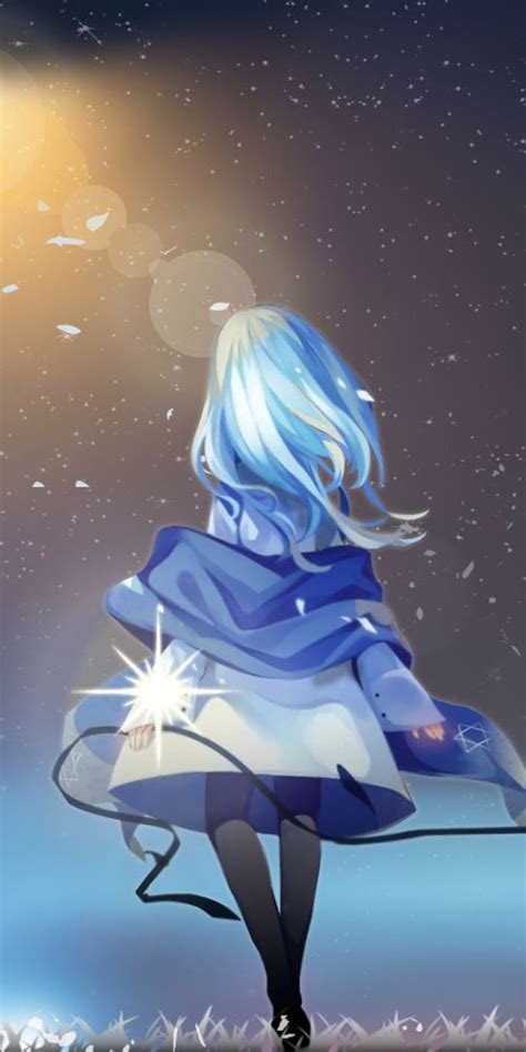 Завантажити шпалери на робочий стіл ПК Аніме Ніч Світло Дівчина