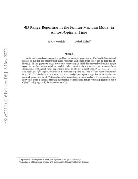 4d Range Reporting In The Pointer Machine Model In Almost Optimal Time