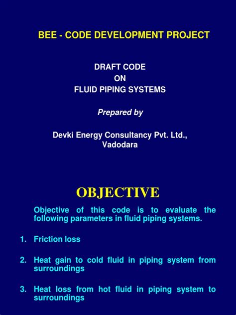 Bee Code Development Project Draft Code On Fluid Piping Systems