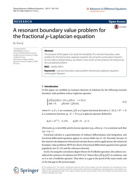 Pdf A Resonant Boundary Value Problem For The Fractional P Laplacian Equation