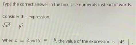 Solved Type The Correct Answer In The Box Use Numerals Instead Of Words Consider This