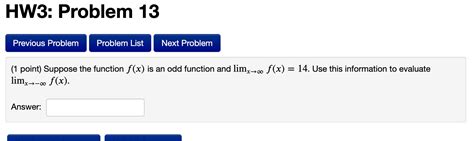 Solved Hw3 Problem 13 Previous Problem Problem List Next
