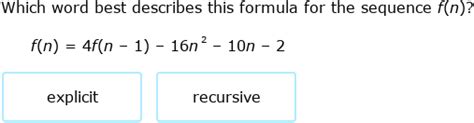 IXL Identify A Sequence As Explicit Or Recursive Function Notation Algebra Practice