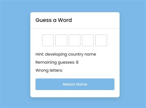 Guess A Word Using Htmlandcss In Vanillajs With Source Code Sourcecodester