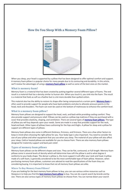 PPT How Do You Sleep With A Memory Foam Pillow PowerPoint Presentation ID 11065993