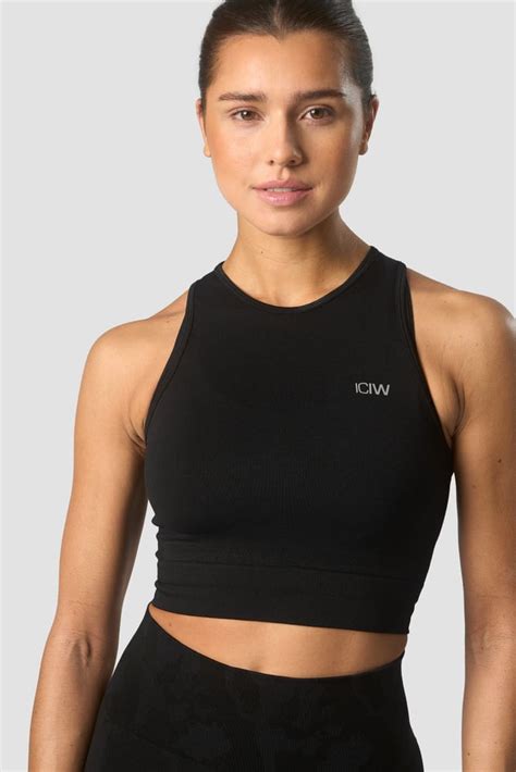 Define Seamless Cropped Tank Top Black Iciw