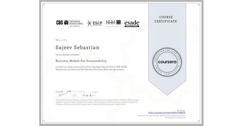 Sajeev Sebastian On Linkedin Completion Certificate For Business Models For Sustainability