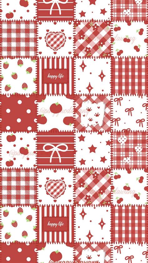 Igari Pattern Kawaii Red Red Cutecore Cute Patterns Wallpaper