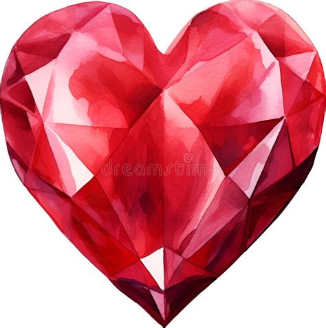 Ruby Heart Watercolor Clipart Stock Image Illustration Of Valentines Jewel 299224235