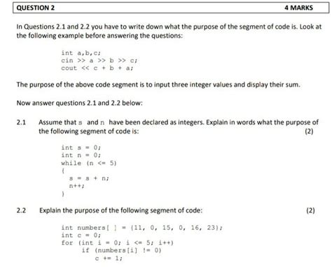 solved question 2 4 marks in questions 2 1 and 2 2 you have