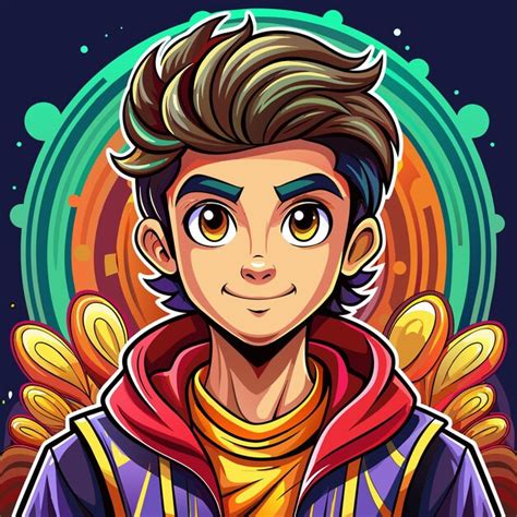 мультфильм мальчика с красочным фоном Премиум Ai сгенерированный вектор