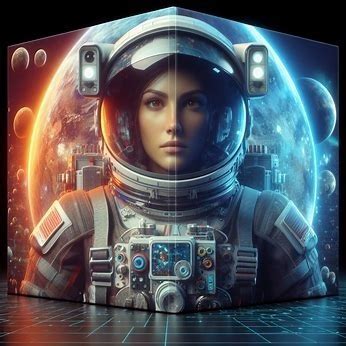 AI Generated 3D Movie Poster Of A Female Astronaut Using The Microsoft