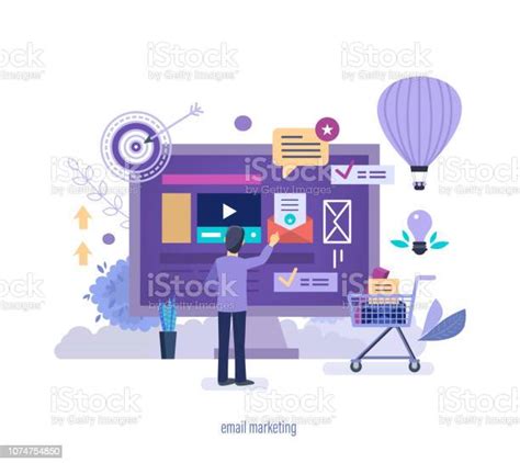 이메일 마케팅입니다 전자 광고 메일 디지털 마케팅 소셜 네트워크 경영자에 대한 스톡 벡터 아트 및 기타 이미지 경영자 고객 참여 광고 Istock