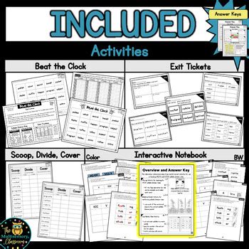 VCC V And V CCV Syllable Division TMC Phonics Focus Pack TPT