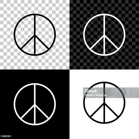 검은 색 흰색과 투명 한 배경에 고립 된 평화 기호 아이콘입니다 평화의 히피 상징입니다 벡터 일러스트 1960 1969 년에