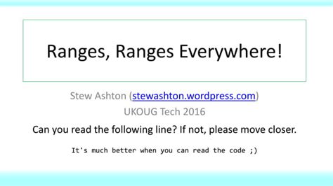 Ranges Ranges Everywhere Oracle Sql Ppt