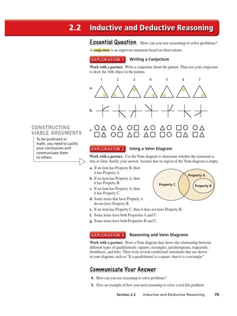 Inductive And Deductive Reasoning Worksheet Geometry Teaching Logical
