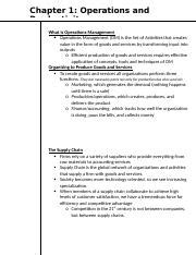SCM Chapter 1 Docx Chapter 1 Operations And Productivity What Is Operations Management
