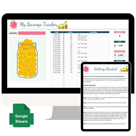 Savings Tracker Spreadsheet Money Minded Mom Shop