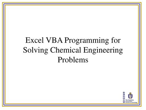ppt excel vba programming for solving chemical engineering problems
