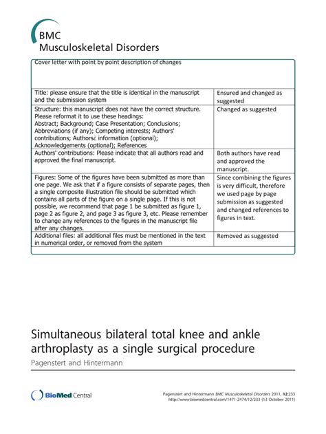 Pdf Simultaneous Bilateral Total Knee And Ankle Arthroplasty As A Single Surgical Procedure