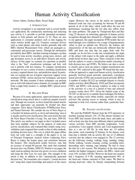 Human Activity Classification Pdf Cross Validation Statistics