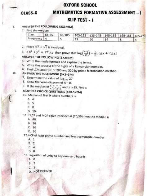 Slip Test 1 Question Paper Pdf
