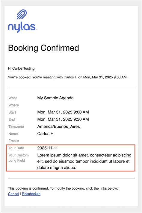 How To Add My Custom Fields To The Confirmation Email On My Scheduler Nylas