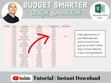 Microsoft Excel Budget Spreadsheet Budget Smarter Etsy