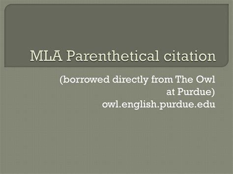PPT MLA Parenthetical Citation PowerPoint Presentation Free Download