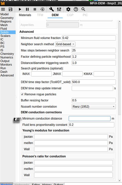 In The Dem Chemical Reaction Simulation An Error Is Reported When The