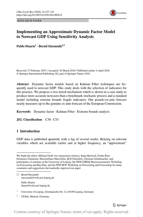 Implementing An Approximate Dynamic Factor Model To Nowcast Gdp Using Sensitivity Analysis