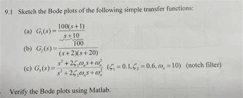 Solved Sketch The Bode Plots Of The Following Simple Chegg