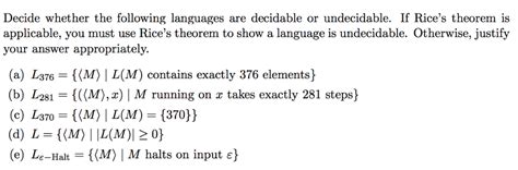 Solved Decide Whether The Following Languages Are Decidable