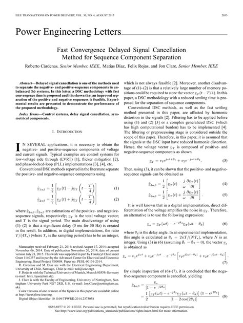 Pdf Fast Convergence Delayed Signal Cancellation Method For Sequence