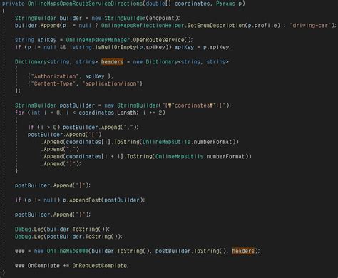 500 internal server error in unity directions openrouteservice