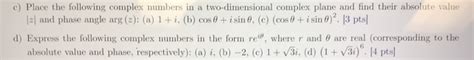 Solved C Place The Following Complex Numbers In A Chegg