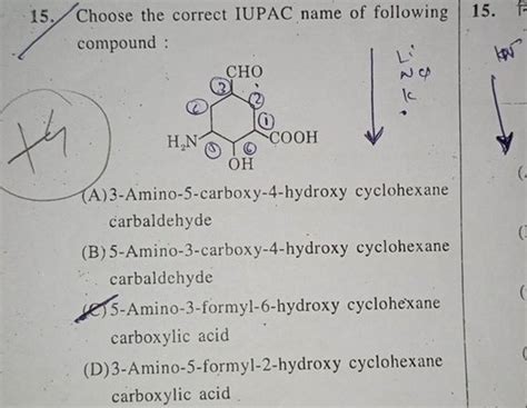 15 Choose The Correct Iupac Name Of Following Compound ∥ L K⋮ A 3 Am